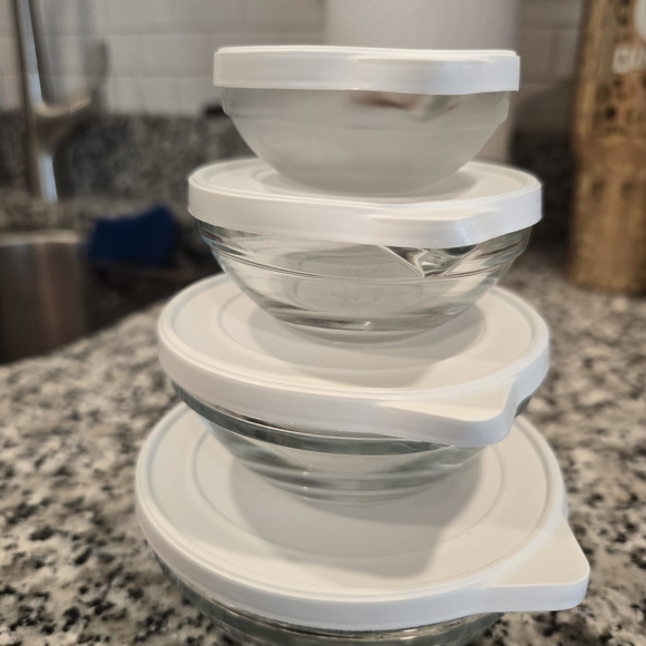 The Pampered Chef | Kitchen | Pampered Chef Glass Bowl Set With White ...